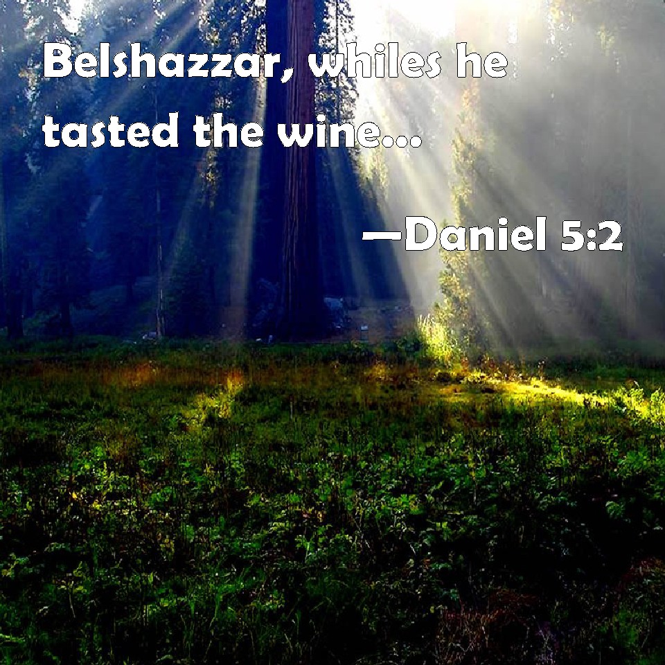 Daniel 5:2 Belshazzar, whiles he tasted the wine, commanded to bring ...